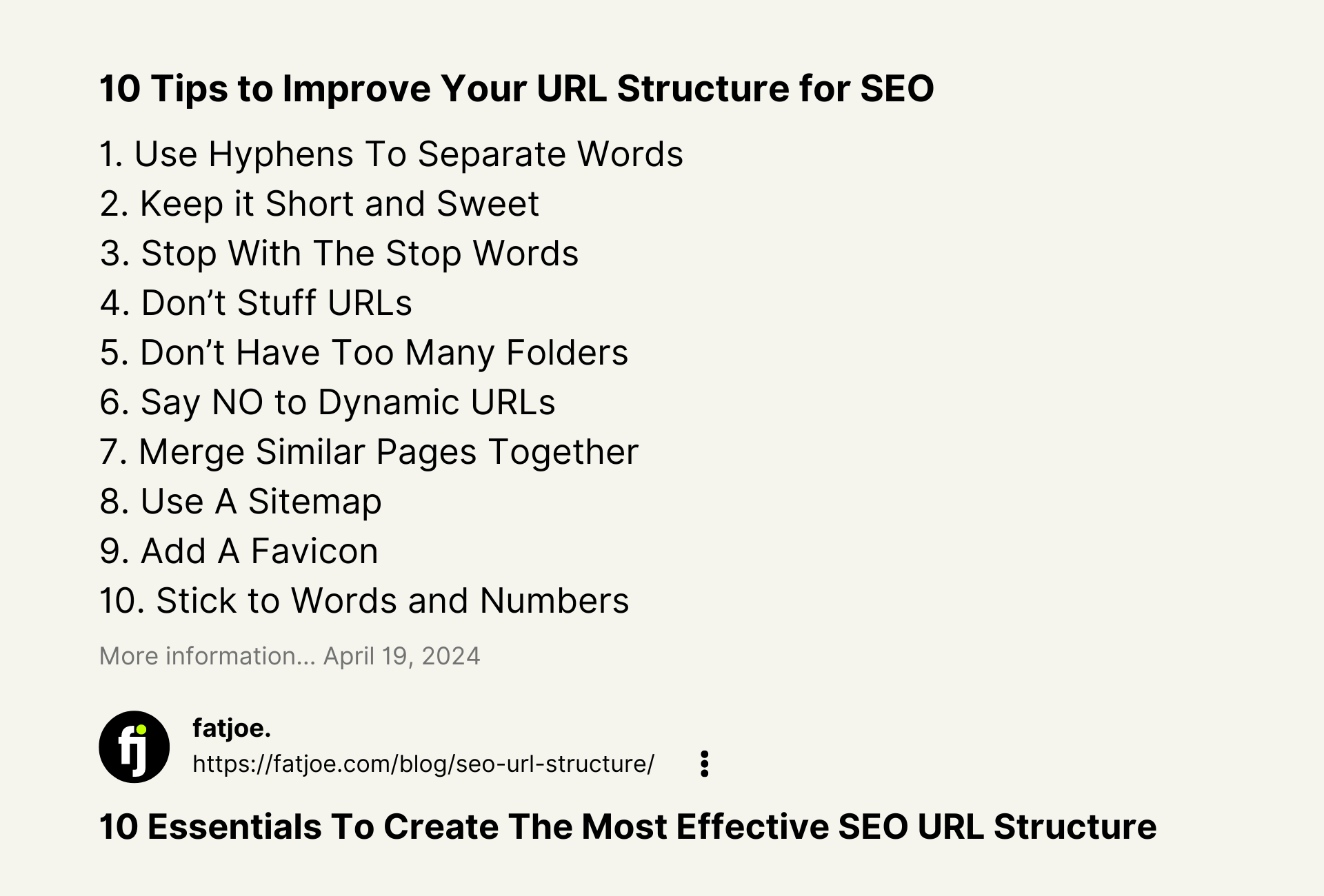10 Essentials To Create The Most Effective SEO URL Structure - fatjoe.